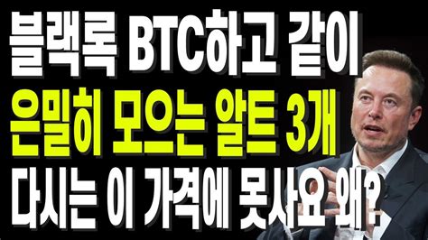 비트코인 리플 도지코인 이더리움 블랙록 Btc하고 같이 은밀히 모으는 알트 3개 다시는 이 가격에 못 사요 왜 Youtube