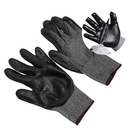 Black 18 Knitted Safety Work Glove Level 3 Cut Resistant Rubber Palm