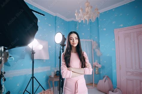 Teenager Brown Air American Girl Influencer Posing Like A Star In Her