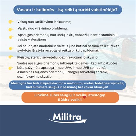 Kelionių Vaistinėlė Militra Lt
