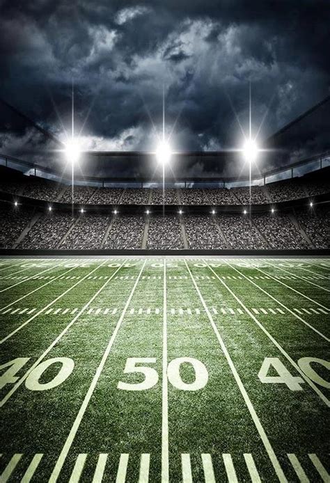 Football Field Backdrop Stadium Lights Green Lawn Background G 305