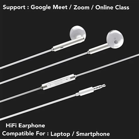 Asus HP Laptop Earphone Headphones 3 5mm Audio Jack With Mic Sesuai Guna Online Class Belajar