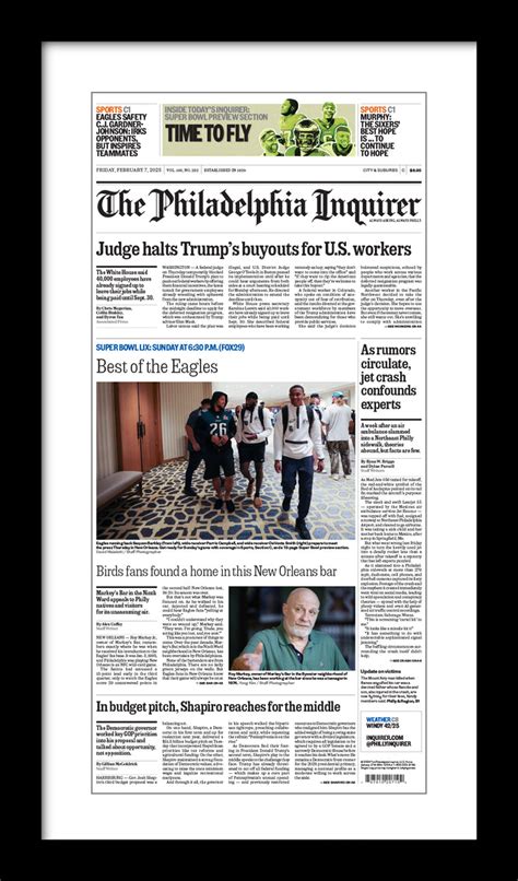 Reprint Of The Front Page Of The Philadelphia Inquirer 2725 Big G