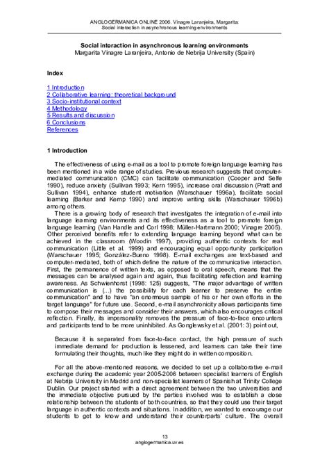 pdf social interaction in asynchronous learning environments