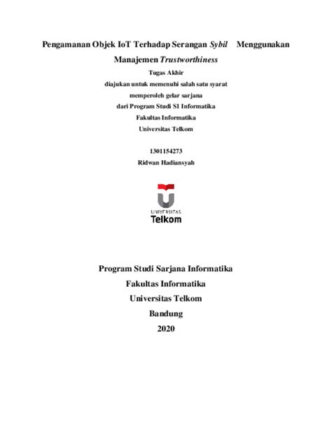 Pdf Pengamanan Objek Iot Terhadap Serangan Sybil Menggunakan