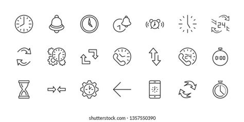 Set Time Vector Line Icons Contains Stock Vector Royalty Free 1357550390 Shutterstock