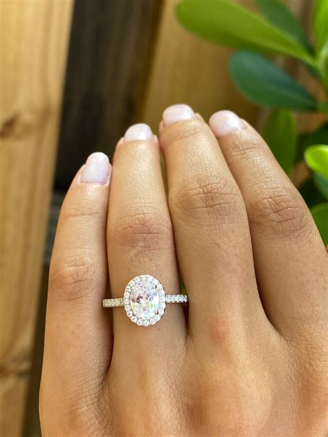 2 Ctw Oval Halo Ring Oval Cut Engagement Ring Halo Ring Premium