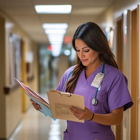 Free Nurse Reviewing Chart Image Nurse Hospital Clipboard