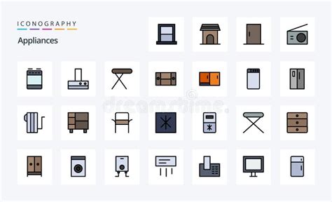 25 Appliances Line Filled Style Icon Pack Stock Vector Illustration Of Side Appliances 264518051