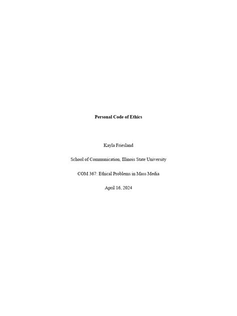 Com 367 Personal Code Of Ethics Pdf Utilitarianism Psychology