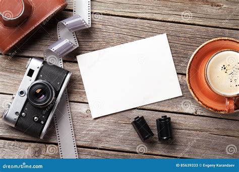 Vintage Camera And Blank Photo Frame Stock Image Image Of Drink