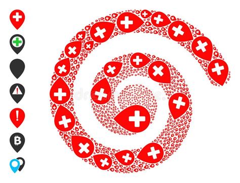 clinic map pointer icon spiral twist collage stock vector