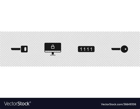 Set Key Lock On Computer Monitor Password Vector Image