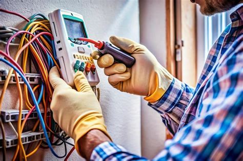 Electrician Using Multimeter To Diagnose Home Wiring Issues Premium Ai Generated Image