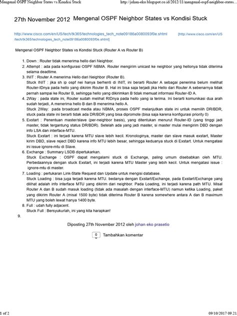 Mengenal Ospf Neighbor States Vs Kondisi Stuck Pdf