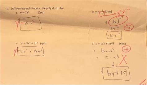 solved 8 differentiate each function simplify if possible