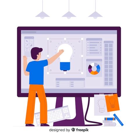 방문 페이지 디자인 프로세스 개념 무료 벡터