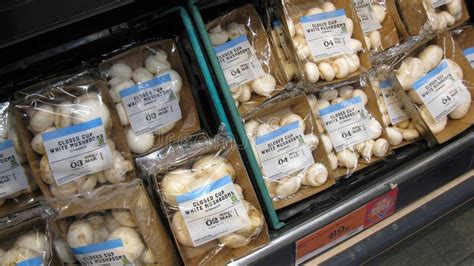 Fresh Raw Mushrooms For Sale In A Supermarket Editorial Image Image