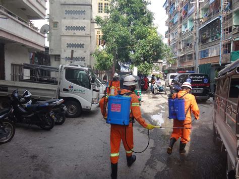 ကိုဗစ် − ၁၉ ရောဂါ ကြိုတင်ကာကွယ် ထိန်းချုပ်နိုင်ရေးအတွက် ပိုးသတ်ဆေးဖျန်းခြင်းများ ဆောင်ရွက