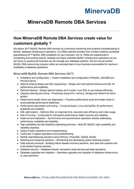 minervadb remote dba services pdf