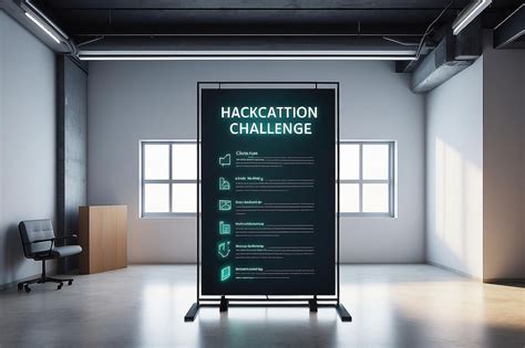 Premium Photo Tech Hackathon Coding Challenge Rules Signage Mockup With Empty Space For