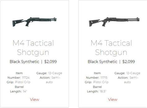 Benelli M4 Entry 14” Sbs 11724 Or 11715 18 5 R Benelli M4