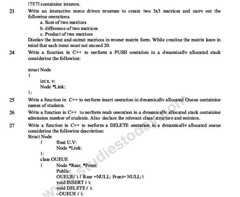 Cbse Class 12 Computer Science Data Structure Notes Set C