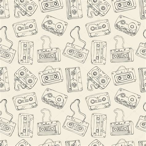 Seamless Pattern Of Retro Cassette Tapes Stock Vector Image By