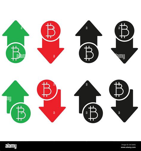 Bitcoin Value Increase And Decrease Icon In Color And Black Isolated