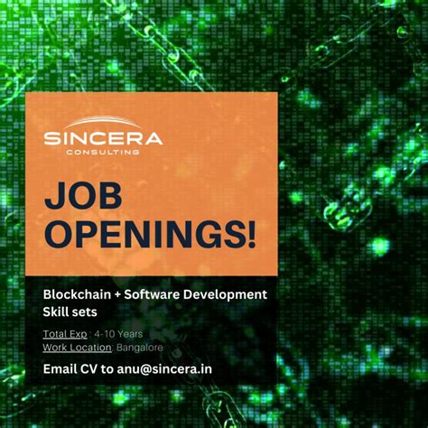 Sincera Consulting On Linkedin Blockchain Software Development Job Opening Bangalore Sincera