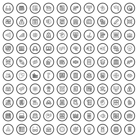 100 E Learning Icons Set Outline Style 21414667 Vector Art At Vecteezy