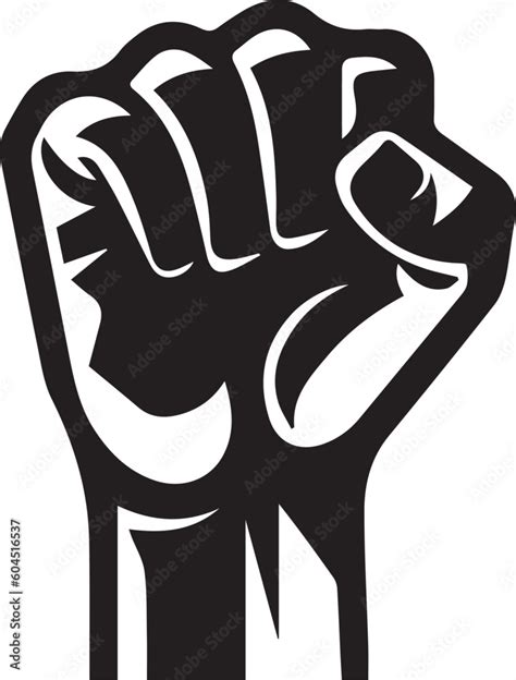 Black Hand Raised In A Clenched Fist Revolution Sign And Protest