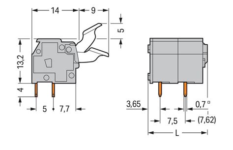 Pcb Terminal Block Finger Operated Levers 25 Mm² Pin Spacing 757