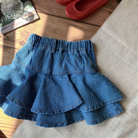 Badu Bg Бебешки поли за момичета Дънкови детски поли с висока талия Детски танцови поли