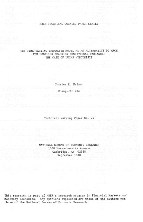 PDF The Time Varying Parameter Model As An Alternative To ARCH For Modeling Changing