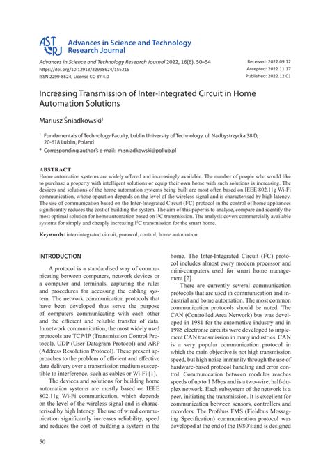 Pdf Increasing Transmission Of Inter Integrated Circuit In Home