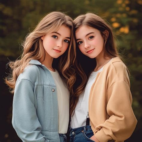 2 Cute Girls Standing Together Premium Ai Generated Image