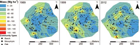 inverse distance weighted interpolation maps representing total cwd