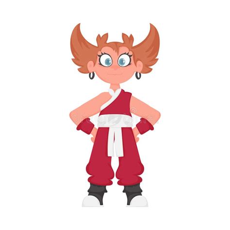 Cartoon Funny And Fabulous Chinese Warrior Girl Cartoon Style Stock