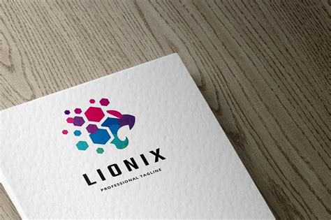 The Logo For Lionix Is Displayed On Top Of A White Paper With Colorful Dots