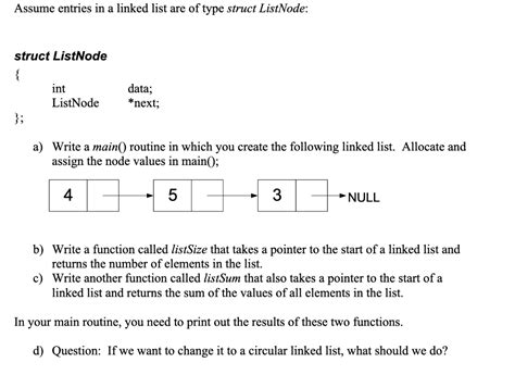 Solved Assume Entries In A Linked List Are Of Type Struct