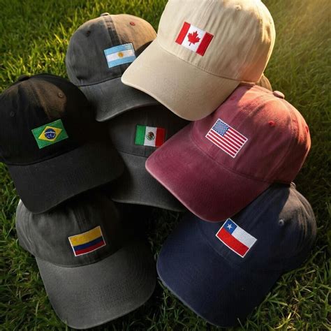 Custom Small Flag Embroidered Hat Usa Canada Mexico Brazil Flag Cap