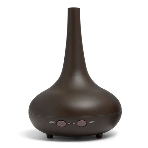 Essential Oil Diffuser Ultrasonic Humidifier Aromatherapy Led Light 200ml 3 Oils Dark Wood