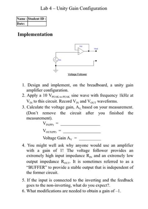 Solved Lab 4 Unity Gain Configuration Name Student Id