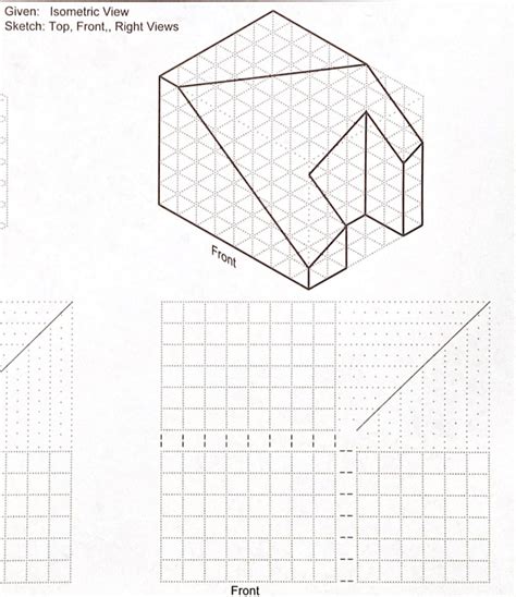 solved given isometric view sketch top front right
