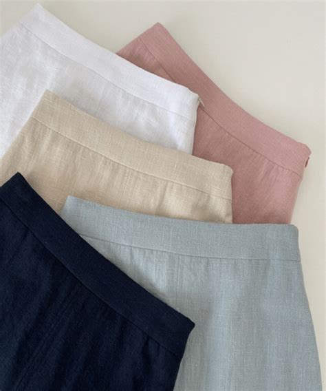 당일출고 여름 린넨 하이웨스트 H라인 파스텔톤 미니 스커트 에이블리