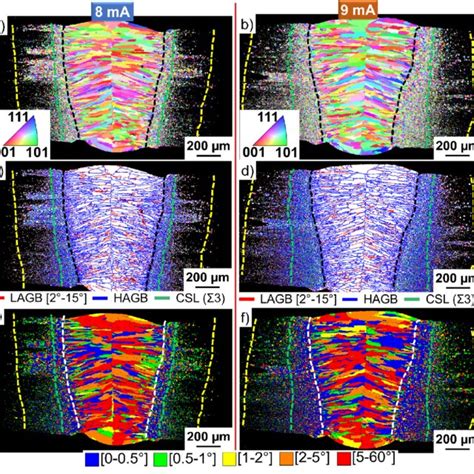 Electron Backscattered Diffraction Ebsd Maps Of The Cross Section Of
