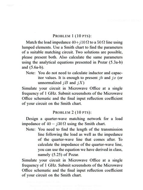 SOLVED PROBLEM OPTS Match The Load Impedance J To A Line Using Lumped Elements Use