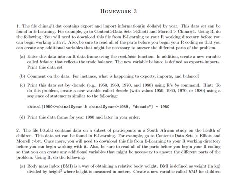 Solved 3 Consider The Following Two Separate Data Sets