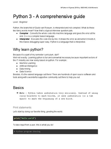 Python 3 A Comprehensive Guide Pdf Python Programming Language